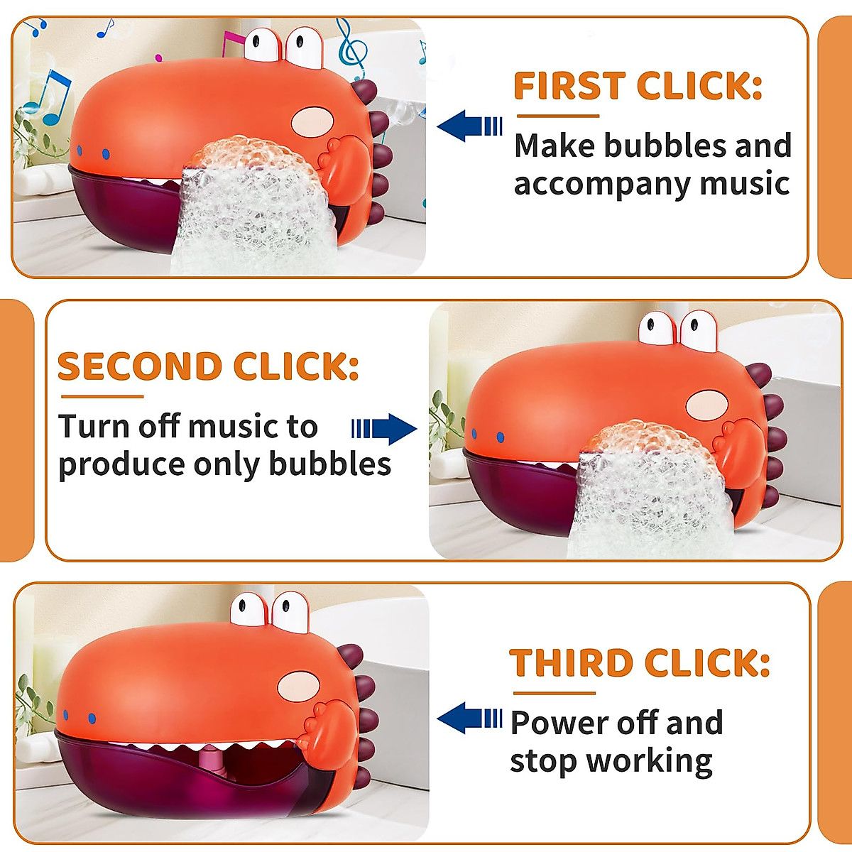 LZZAPJ Bath Toys for Toddlers 1-3，Dinosaur Bath Bubble Maker，Infant Shower Bath Toys for Kids 2-3-4 Years Old，Babies Bathtub Toys Gift for Boys Girls (Orange)