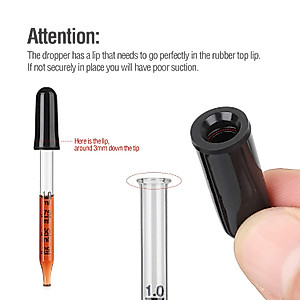 1ml Glass Pipette Dropper Graduated Eye Dropper for Liquid Medicine Essential Oil Laboratory, 20 Pack