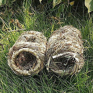 Small Animals Hideout House Grass Hideaway Tunnel Chew Toys Activity Center Nest Hut for Hamsters Guinea-Pig Gerbils Chinchillas (2 Pack Hideout Tunnel 7.5"×3.7")