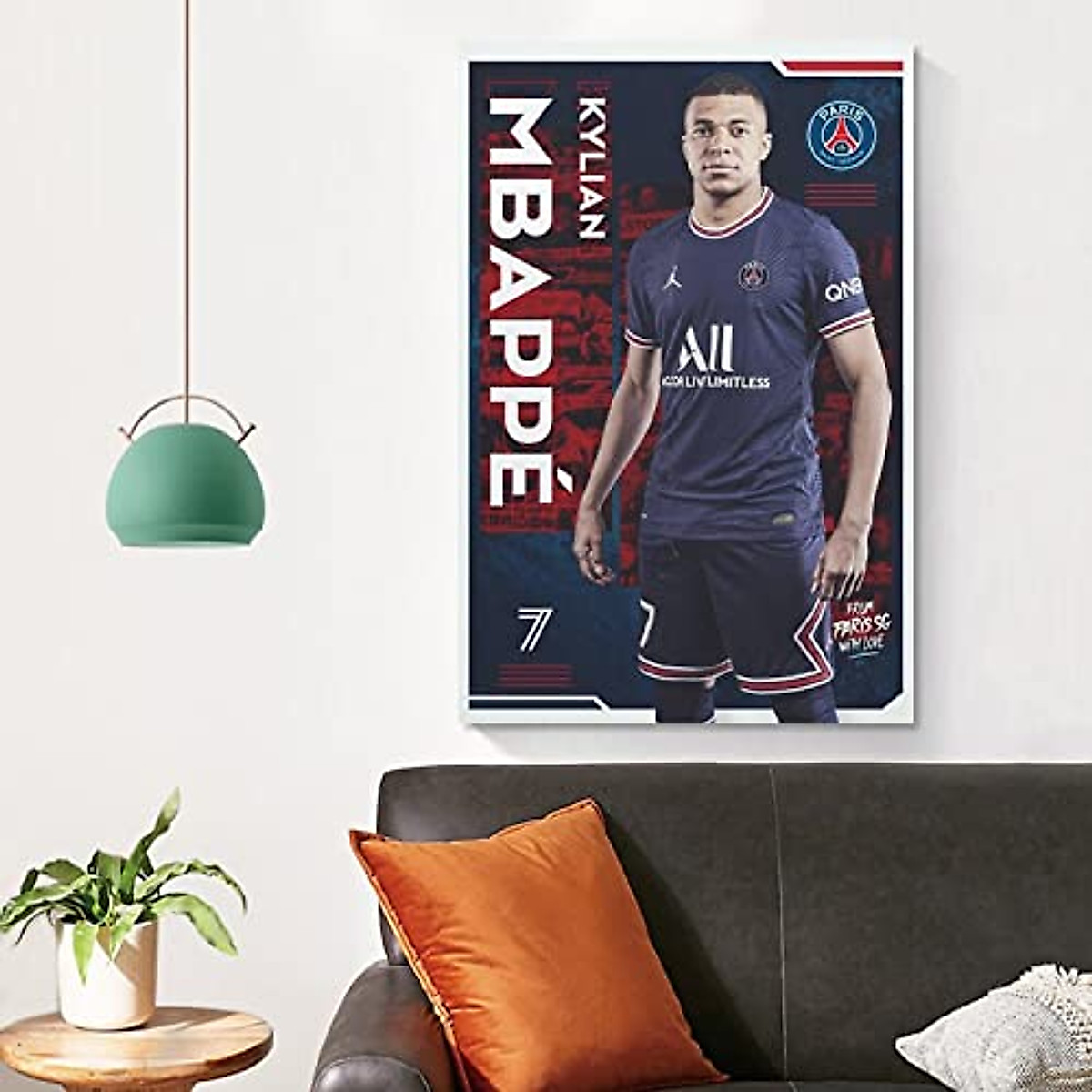Kroity Paris Saint-Germain Football Stars Kylian Mbappe Poster Canvas Wall Art Room Decor (Unframed) 12in×18in (Mbappe), White