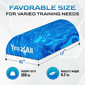 Yes4All Half Round EVA Foam Roller for Physical Therapy, Medium Density 12/18/24/36 inch Foam Rollers for Muscle Massage - Blue - 12 inch