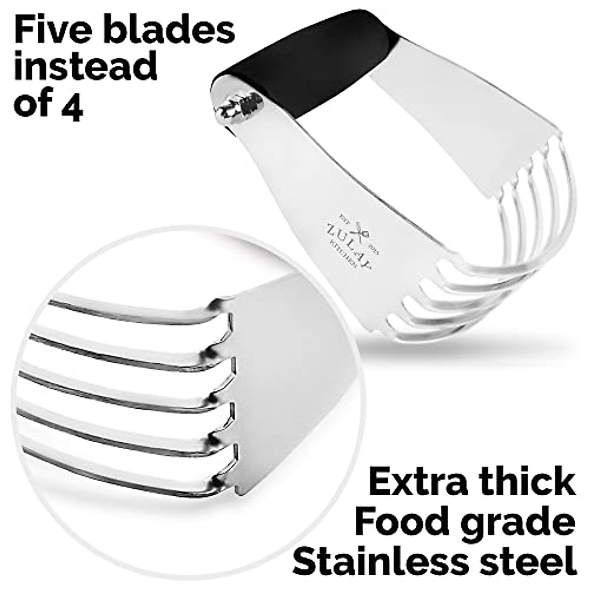 Zulay Kitchen Dough Blender - Stainless Steel Pastry Cutter, Heavy Duty Dough Cutter With Blades, Pastry Blender And Butter Cutter - Pastry Cutter For Baking (Black)