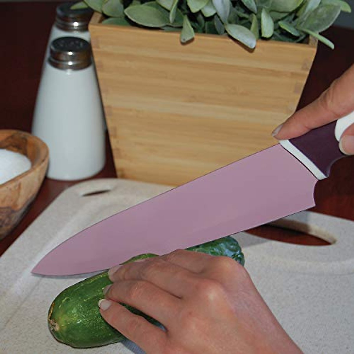 Starfrit Set of 4 Knives with Integrated Sharpening Sheaths, Standard, Multi Color