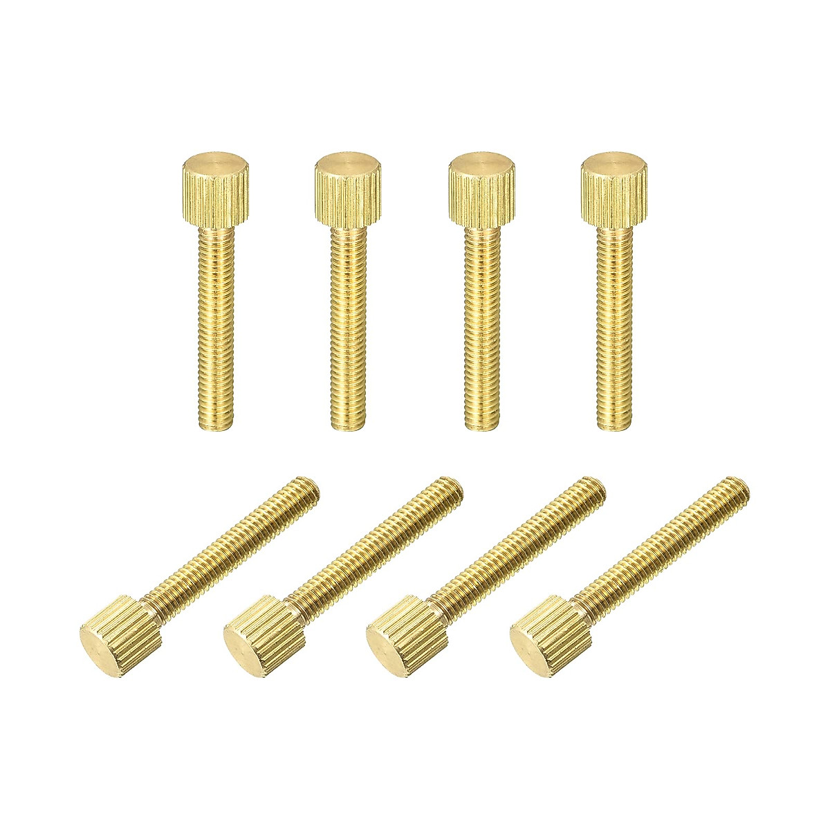 uxcell Knurled Thumb Screws, M4x25mm Flat Brass Bolts 7mm Dia.Grip Knobs Fasteners for PC, Electronic, Mechanical 8Pcs