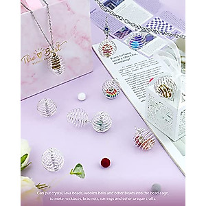 JIALEEY Spiral Bead Cages Pendants, 20 PCs 25x30mm Silver Plated Stone Holder Necklace Cage Pendants Findings for Jewelry Making and Crafting