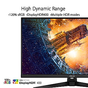 ASUS TUF Gaming 32” (31.5” viewable) 4K HDR DSC Gaming Monitor (VG32UQA1A) - UHD (3840 x 2160), 160Hz, 1ms, Extreme Low Motion Blur Sync, Freesync Premium, HDMI2.1, Speakers, 120% sRGB, DisplayHDR 400