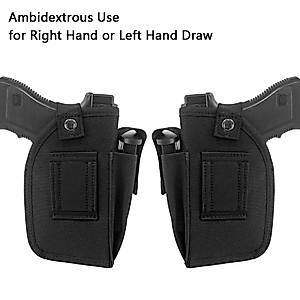 Depring Concealed Carry Holster with Mag Pouch Universal Fits Handgun with Laser or Light Attachment IWB OWB Car Ambidextrous Gun Holster with 2 Straps Black