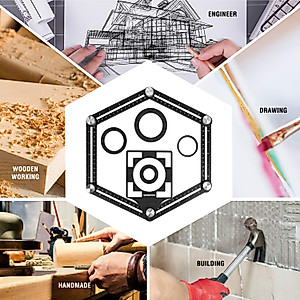 WORKPRO 10" and 6-Sided Angle Measuring Tool Combo Kit, Plastic Shape Contour Gauge Duplicator, Aluminum Alloy Multi Angle Measuring Ruler