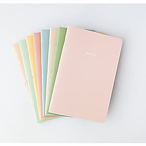 THiNKABLE Pastel Aesthetic Notebooks Set, Cute Journal Set 8 pack, A5 5.5 x 8.3 in 60 Pages, Simple Cover Notebook, Minimalist Journal for Women Lined Paper, Soft Cover Journals