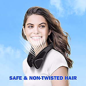 VEAHOOT Bladeless Neck Fan, Hands Free Battery Operated Fans Rechargeable,5000mAh Personal Portable Fan with 360° Cooling,3 Speeds Travel Sports Fan for Outdoor&Indoor(Black)