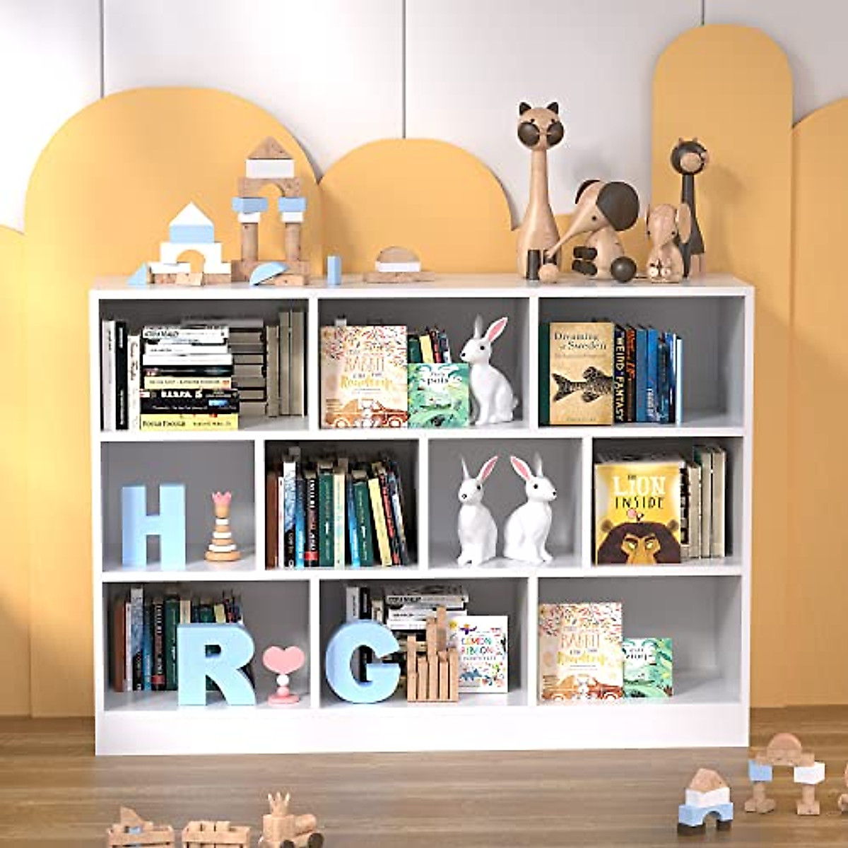 Cozy Castle White Bookshelf, 3-Tier Open Shelf Bookcase, 10 Cube Storage Organizer with Anti-Tilt Device, Freestanding Book Storage Shelves for Bedroom, Living Room