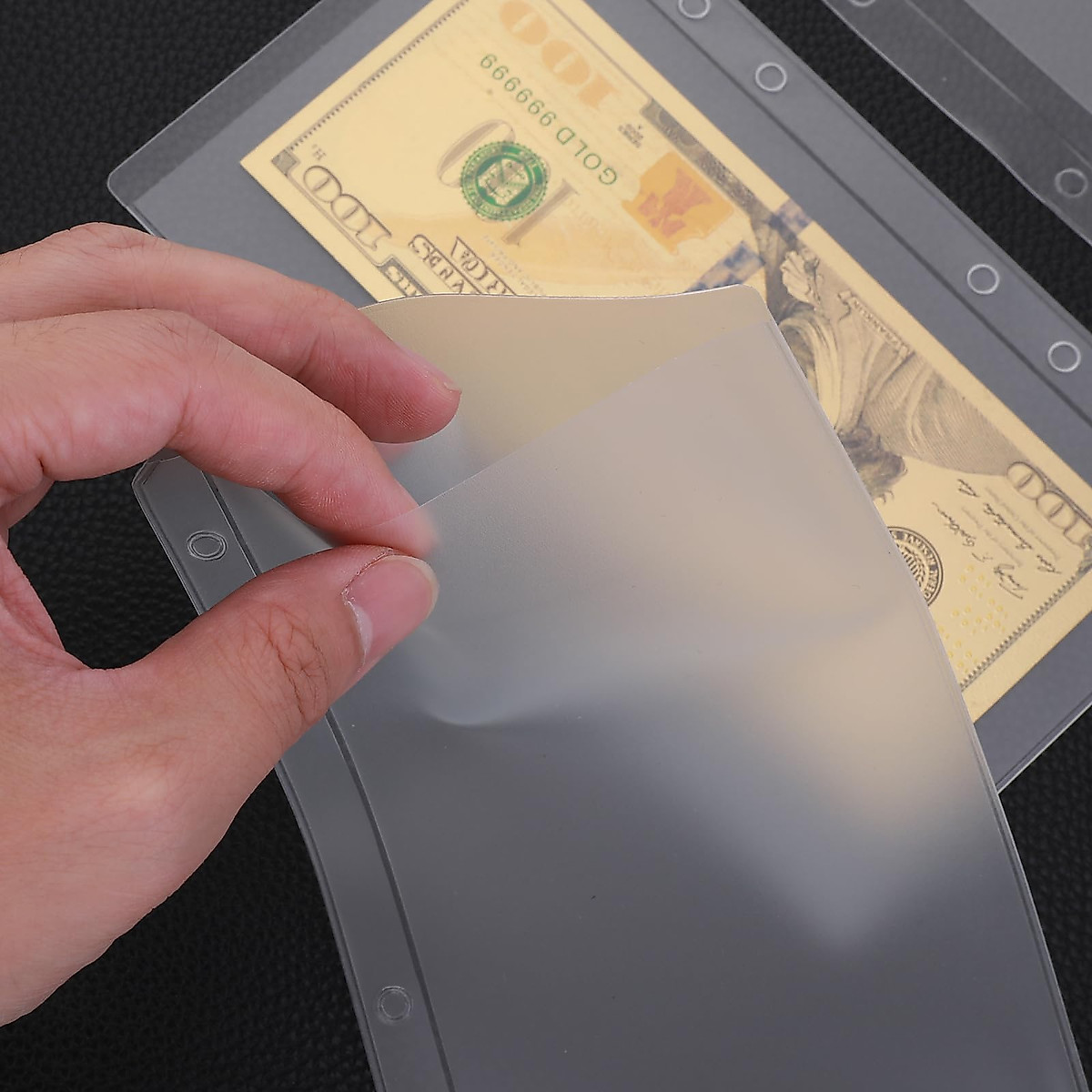 12 Pcs A6 Binder Sleeves A6 PVC Cash Envelopes 6 Holes Binder Pockets Card Sleeves Waterproof PVC Pockets Clear Cash Envelopes Clear Zipperless Binder Pouch for Protect Store Your Cash Invoices Coupon