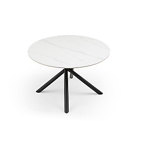 JURMALYN 53" Marble Dining Table Round Kitchen Table, Circle Dining Room Table with White Sintered Stone Top and Metal Legs Mid-Century Modern Dinner Table for 4 6 for Living Room Dining Room Kitchen