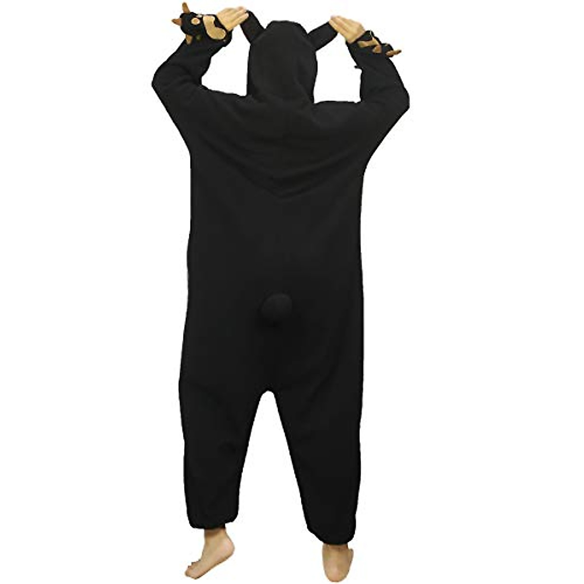dressfan Animal Onesie Bear Onesie Cosplay Costume with Paw glove black white (S(59"-63"), Black)