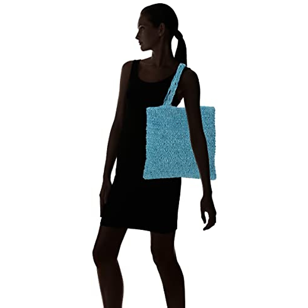 The Drop Women's Ealga Flat Handle Straw Tote, Blue Sapphire, One Size