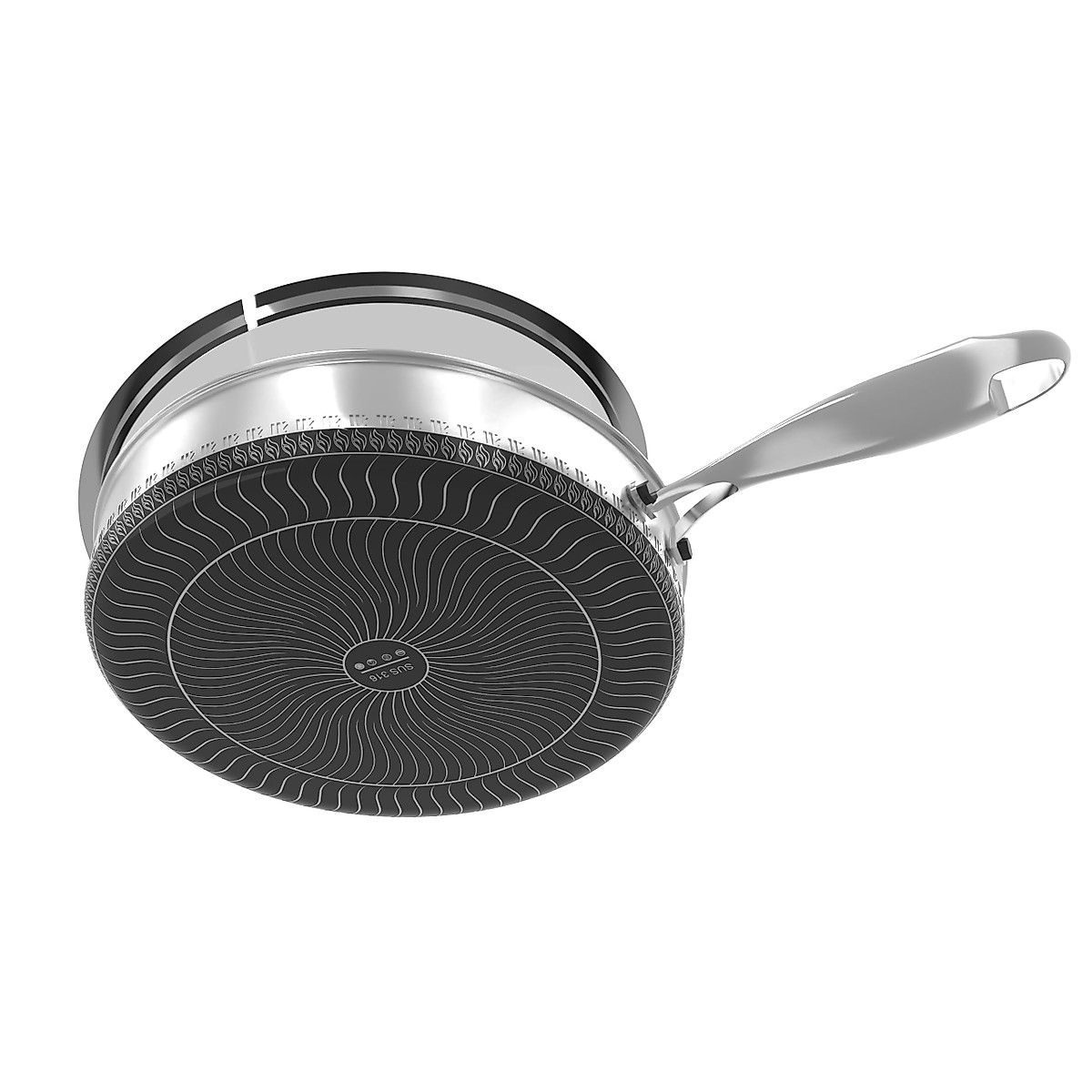 CATHYLIN 316L Stainless Steel Honeycomb Surface Hybrid Non Stick Stainless Wok Pan With Lid,PFOA Free Suitable for Induction, Ceramic, Electric,and Gas Cooktops (Pan with lid, 9 inches)