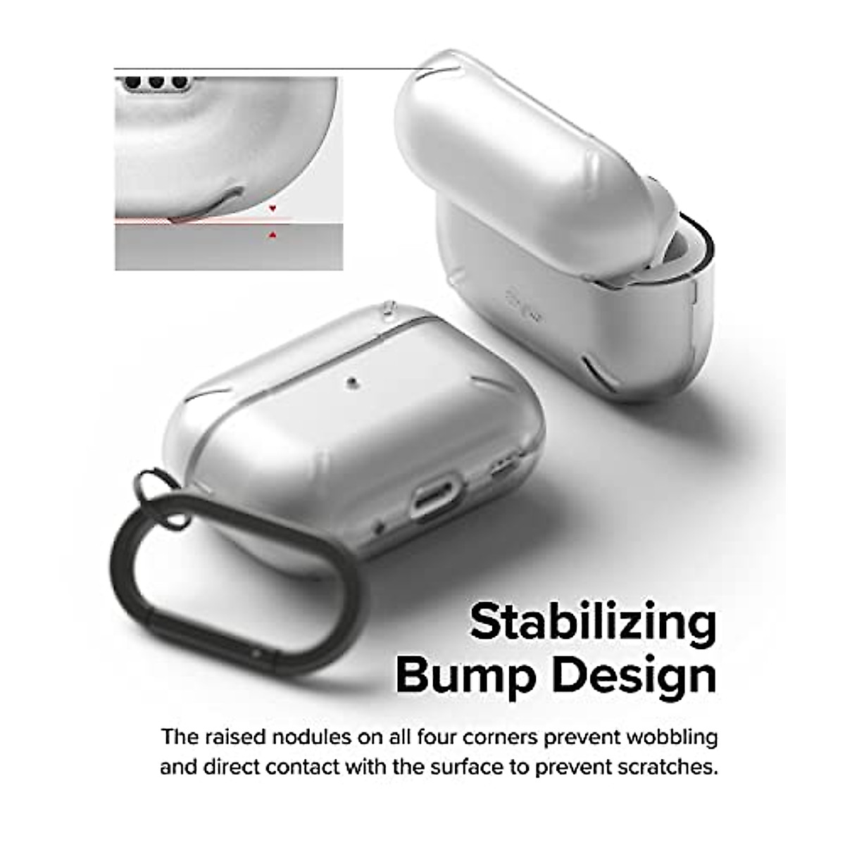Ringke Layered Case [Scratch Resistance] Compatible with AirPods Pro 2 Case, Shockproof Cover with Carabiner Designed for AirPods Pro 2nd Generation - Matte Clear