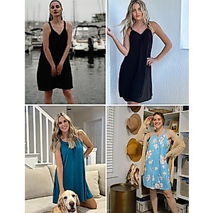 Ekouaer Womens Nightgown Sleeveless Sleepwear V Neck Racerback Sleep Dress, Peacock Blue, XX-Large