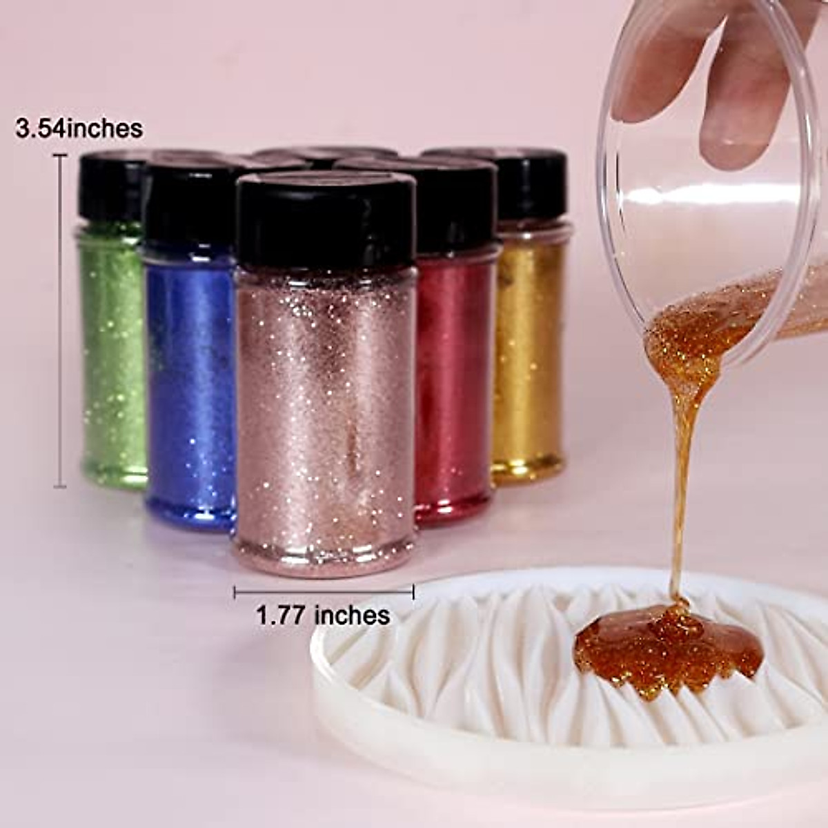 Renfio Ultra Fine Glitter Powder Metallic Resin Glitter 1.75 Oz (50g) PET Flakes Crafts Sequins 1/128" 0.008" 0.2mm Epoxy Chips Flakes for Tumblers Slime Decoration - Deep Black