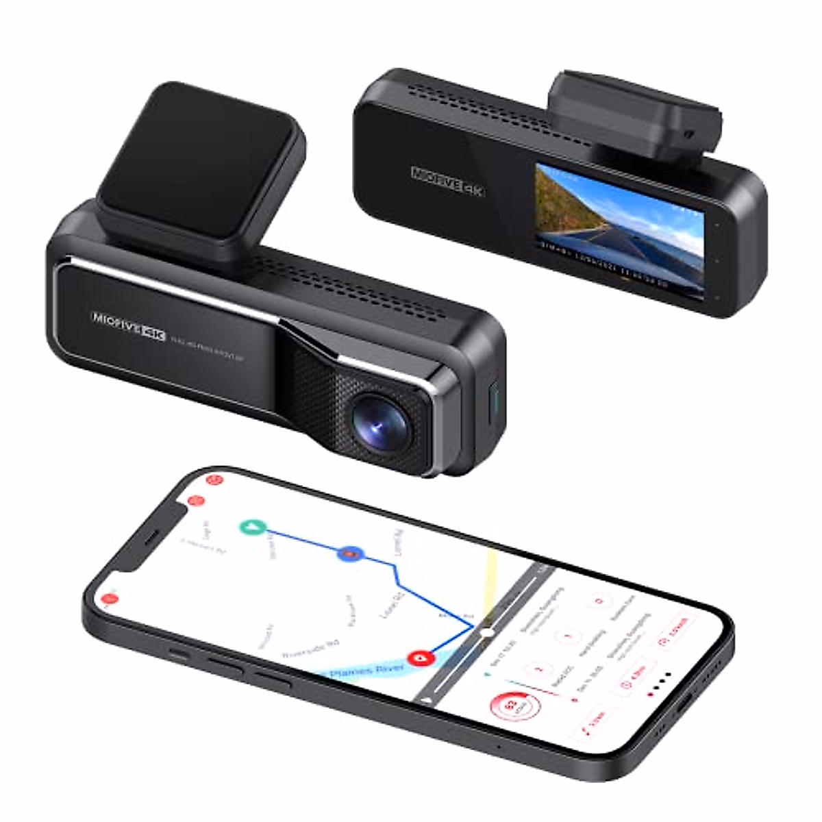 Miofive Car Dash Cam with GPS and Speed – 4K Front Dash Camera with 5G WiFi, 2160P UHD Recorder, Built-in 64G eMMC Storage, Night Vision, G-Sensor, Motion Detection and Parking Mode with Time Lapse