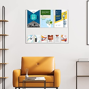 Weysat Acrylic Brochure Holder Wall Mount Rack Acrylic Magazine Literature Holder Display Stand Business Tri Fold Clear 9 Pockets Pamphlet Display Holder Plastic Flyer Wall Mount Slots (1 Pcs)