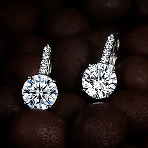 White Gold Plated Round Cut Cubic Zirconia Drop Dangle Earrings Prong Setting Bridal Earrings for Women