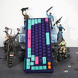 Shurikey 75% Wireless Mechanical Keyboard, Compact 81 Keys Wired Gaming Keyboard (Varmilo EC V2 Sakura Switch) for Windows Mac OS Android, White LED Backlit - Saizo 003