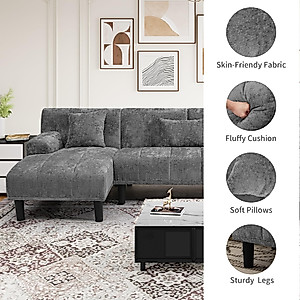 YITAHOME Sectional Couches for Living Room, U Shaped Sofa Chenille Modern Couch with USB & Type C Charging Ports Double Chaise and Comfy Upholstered, Grey