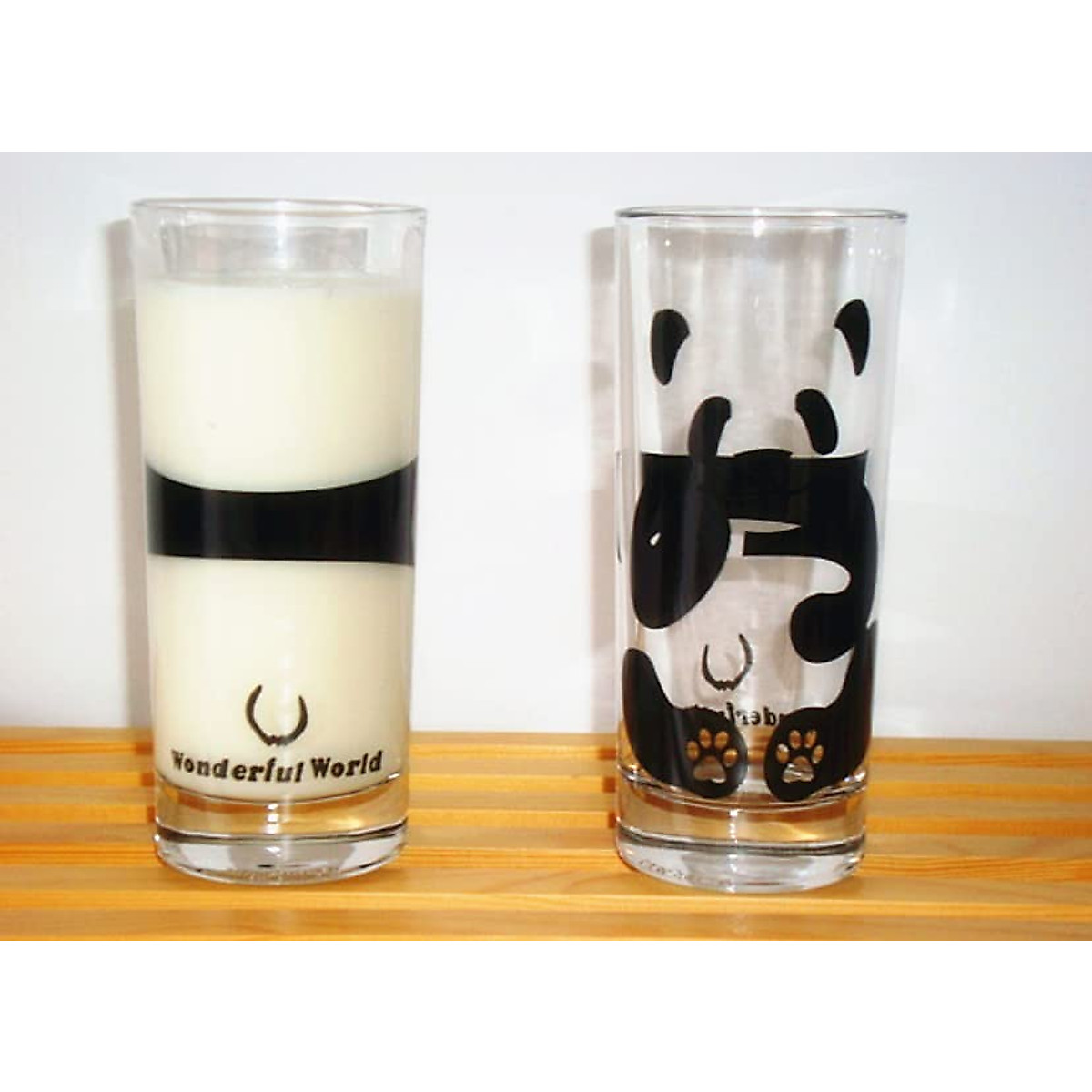 Cute Panda Glass Cup Mugs Milk Tea Cup Water Drinking Cups Couple Cup Breakfast Cups Gifts for Panda Lover,Set of 2