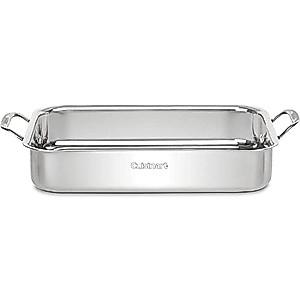 Cuisinart 7117-14RR 14-Inch Chef's-Classic Cookware-Collection, Lasagna Pan w/Stainless Roasting Rack, Stainless Steel