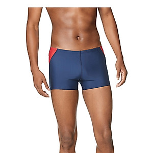 Speedo Men's Standard Swimsuit Square Leg Splice, Logo, Peacoat Blue, Small