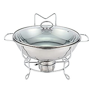 MagiDeal Round Buffet Chafer Multifunction with Lids 3.5L Portable Large Capacity Warming Tray Serving Tray Holder Chafing Dish for Catering Parties