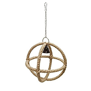 Bird Hanging Ball with Bell Chewing Treat Toy for Small Medium Large Parrot Parakeet Cockatiel Conure Lovebird Quaker Caique African Grey (Small)