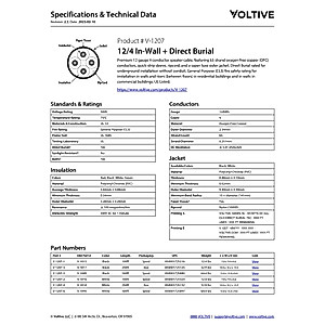 Voltive 12/4 Speaker Wire - 12 AWG/Gauge 4 Conductor - UL Listed in Wall (CL2/CL3) and Outdoor/In Ground (Direct Burial) Rated - Oxygen-Free Copper (OFC) - 250 Foot Bulk Cable Pull Box - White