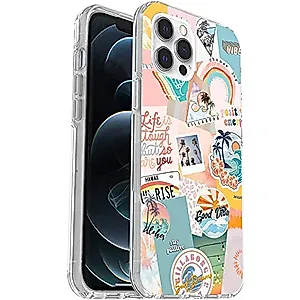 JIHANFENYUE Compatible with iPhone 12 Pro Max Case - Aesthetic Positive Quotes Summer Vibes Cute Collage Designed for Trendy, Built for Durability, Shockproof Case for Women Girls