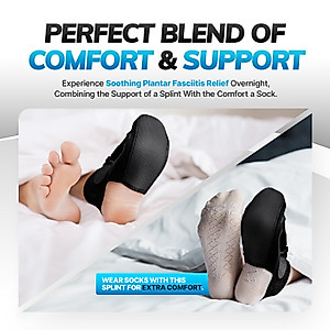BraceAbility Plantar Fasciitis Night Splint Sock - Soft Plantar Fascia Brace for Sleeping, Achilles Tendonitis, Foot Drop, Heel Pain - Plantar Fasciitis Relief Night Splint for Women and Men (Small)