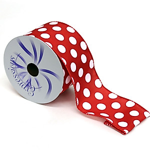 Polka Dot Wired Edge Ribbon (2.5", Red White) - 10 Yards : RG158924