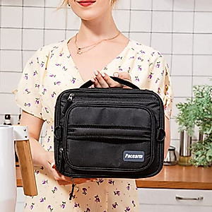 PACEARM Lunch Bag Insulated Lunch Box Cooler Bag (Black, 6-12Can)