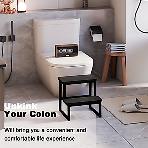 iTsst Step Stool for Adults Kids,Heavy Duty Sturdy Two Step Stool with 500LBS Capacity for Kichen Bathroom High beds, Wooden&Metal Frame, Non-Slip Rubber Pads