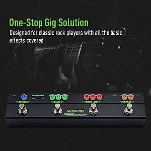 SONICAKE Guitar Multi Effect Pedal Chorus Delay Reverb Distortion Classic Rock Tone Guitar Pedal Rockstage With Cab Sim