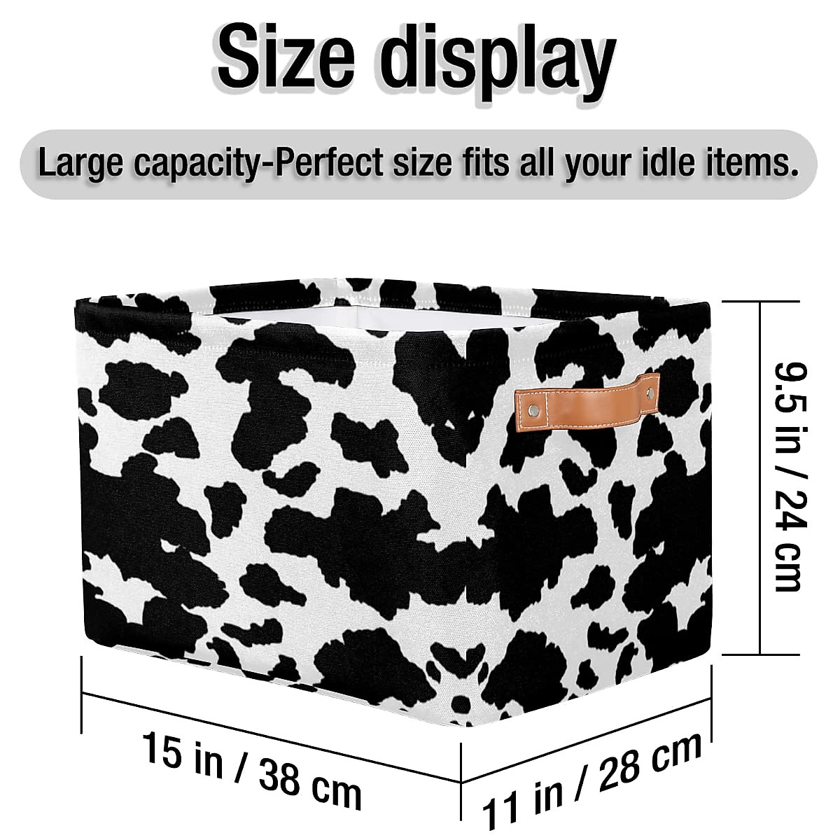 Cube Storage Bins Cow Print Storage Basket Fabric Rectangle Storage Bins Collapsible Nursery Storage Bin Organizer Basket Storage Box for Shelves, Closet