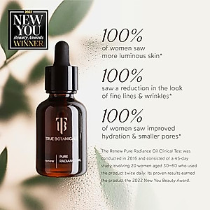 True Botanicals Renew Pure Radiance Oil | All Skin Types | Anti-Aging Face Oil w/Algae Extract | Treats Fine Lines & Wrinkles | Dermatologist Tested, All Natural, Vegan | 1 fl oz | 30 ml