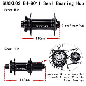 BUCKLOS 29 inch Thru Axle Boost MTB Wheelset, Front 15 * 110mm Rear 12 * 148mm Disc Brake Mountain Bike Wheel,29 inch Electric Mountain Bike Air Suspension Inverted Downhill Fork.