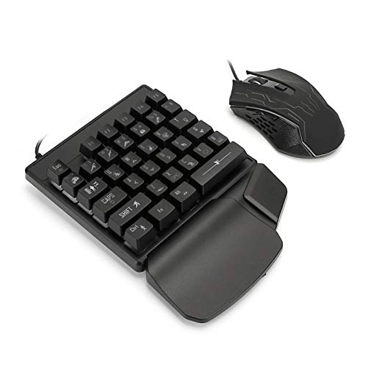 Zyyini OneHanded Keyboard Mouse Set, 35 Keys Single Hand Gaming Keyboard 7-Color Backlight Keyboard USB Ergonomic Mouse for Esports