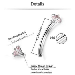 ORAZIO 8Pcs 16G Stainless Steel Eyebrow Ear Navel Belly Lip Ring Body Piercing Jewelry 6-12mm (8Pcs, 6mm)