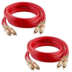 Seismic Audio - SAPRCA6-2 Pack of Premium 6 Foot Dual RCA Male to Dual RCA Male Audio Patch Cables - Red and Red - 2-RCA to 2-RCA Audio Cord