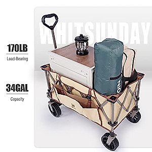 Whitsunday Folding Collapsible Utility Camping Park Cart - Heavy Duty Outdoor Park Beach Cart, Grocery Wagon for Camping, Sports, Shopping