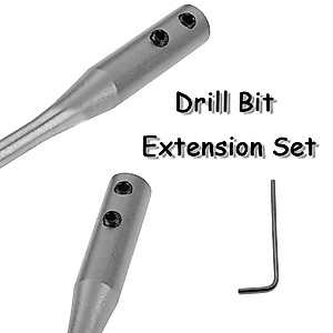 4PCS Drill Bit Extension Set, 1/4 Hex Shank Quick Change Spade Drill Bit Extension 6" and 12" Wood Spade Drill Bit Extension with 2 Keys Spade Bit Extension Set