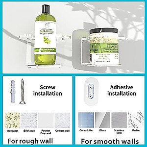Swvzwy Acrylic Bathroom Adhesive Shelves,No Drill,Will Not Damage Bathroom Tiles, Renter Friendly Shelves