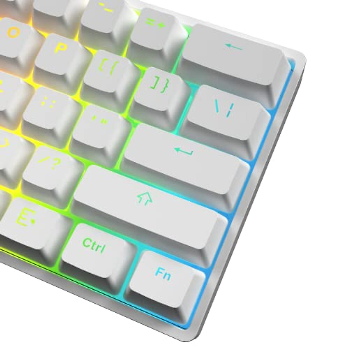 Matrix Elite Series White 60% Mechanical Gaming Keyboard: Fast Switches - Millions of RGB Options - No Latency - 61 Keys - Doubleshot PBT keycaps - Hot Swappable (Blue Switches)
